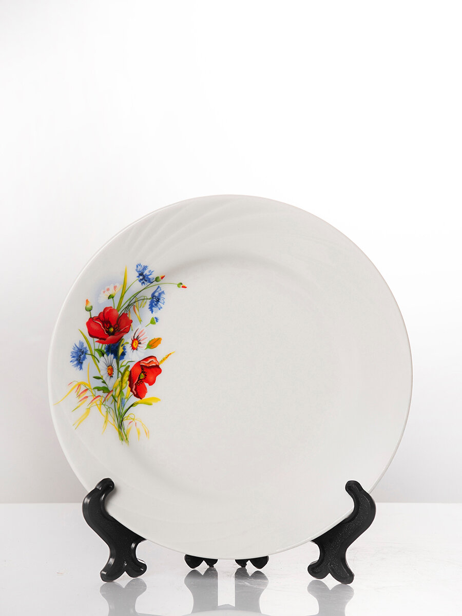 Набор фарфоровых тарелок мелких 175 мм. "Летний луг" ф. Голубка 4шт, Добрушский фарфоровый завод