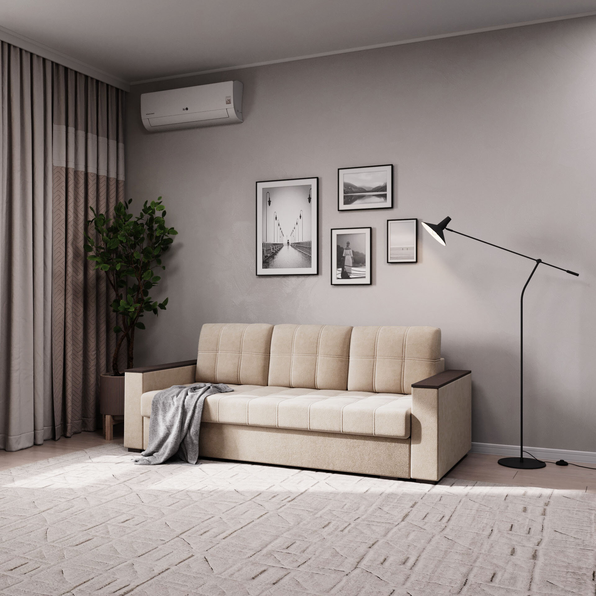 Прямой диван Атланта, D@E, ППУ, еврокнижка,140, велюр бинго бейдж