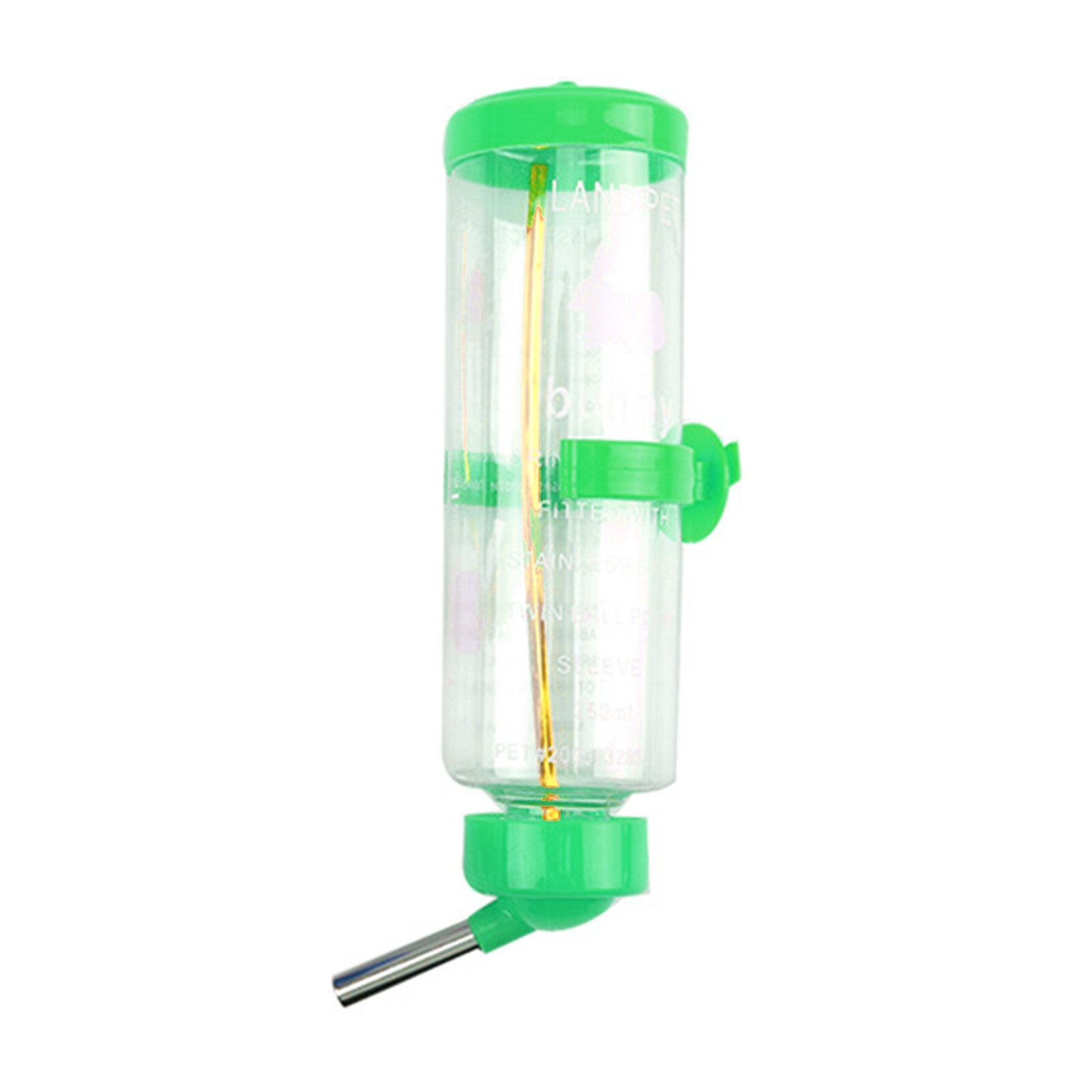 Наполнитель для питья грызунов подвесной 250 мл, пластиковый, для хорьков, ежей, хомяков, морских свинок, шиншилл, цвета: синий, желтый, зеленый, розовый, длина бутылки 17 см, диаметр 5.5 см, размер упаковки 17*5.5*5.5 см, вес упаковки 55 г