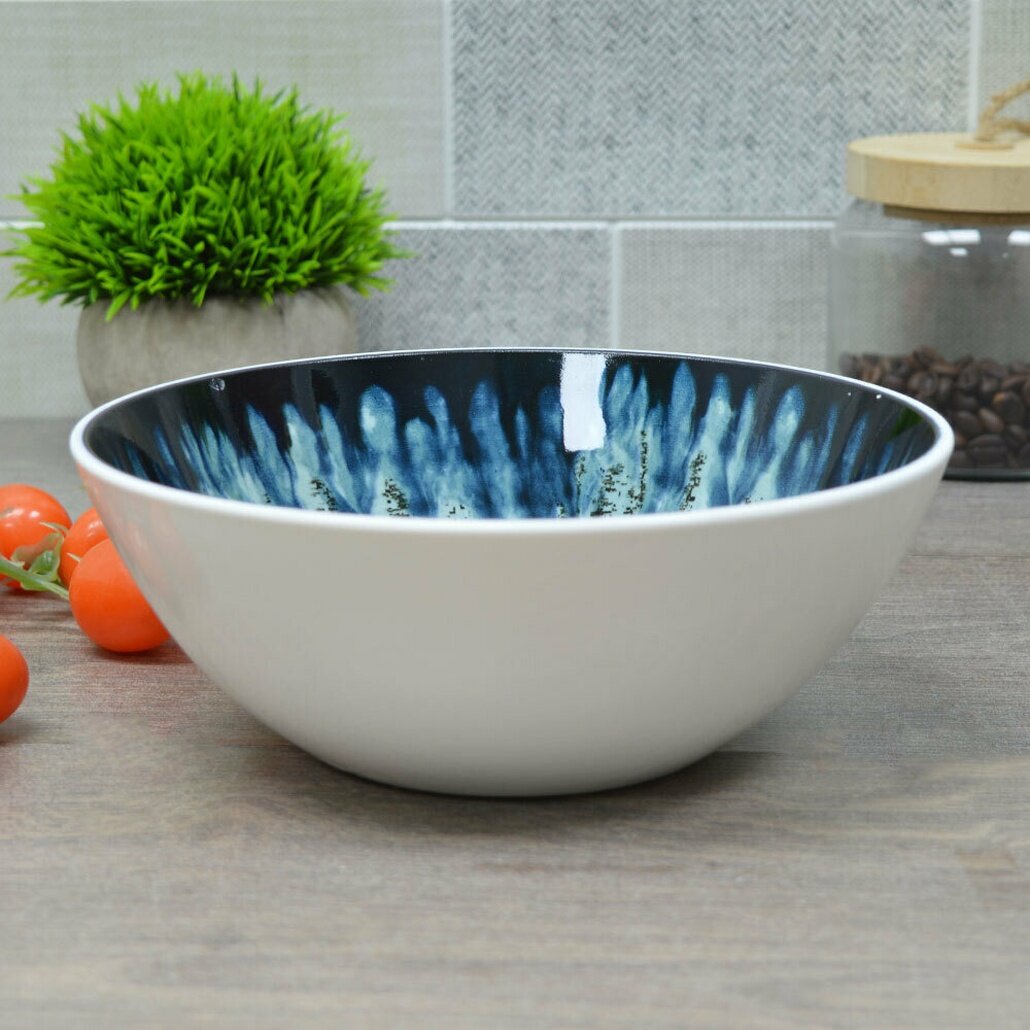 Салатник фарфоровый 1400мл, 20см, серия "Blue star", стильный дизайн