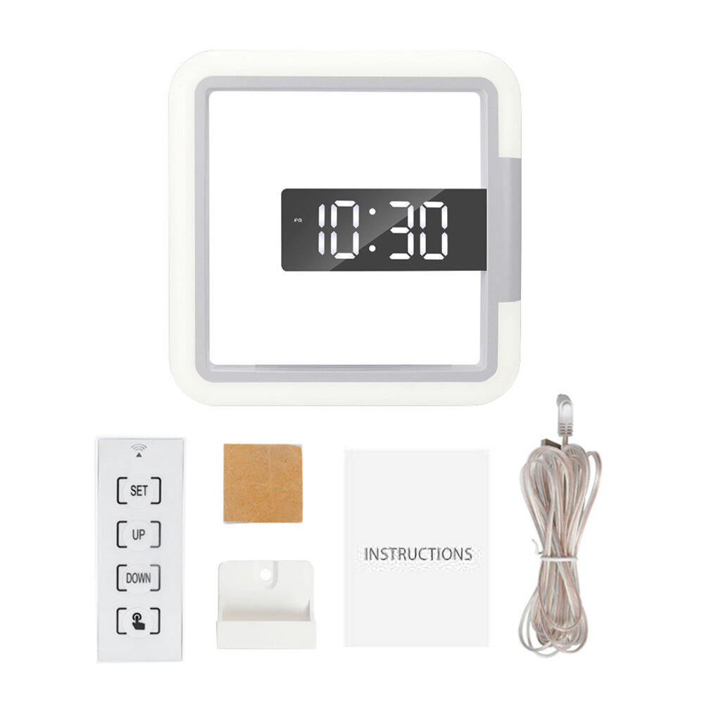 Квадратные RGB-часы со светодиодами, пульт ДУ, будильник