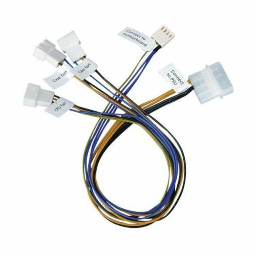 Procase Переключатель CBL - 1TO3 - PWM Кабель разветвитель на 3 PWM вентилятора, 450 мм 3 4pin to fan + 1 Molex to PSU + 1 4pin to MB