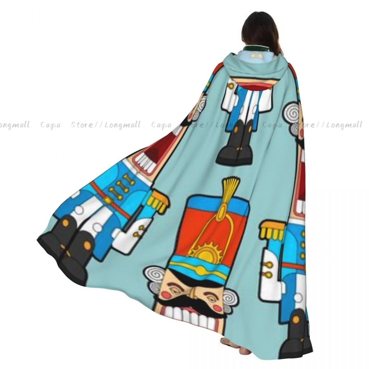 Щелкунчик Ретро солдат узор плащ с капюшоном пальто Хэллоуин косплей костюм вампир дьявол волшебник накидка платье вечерние