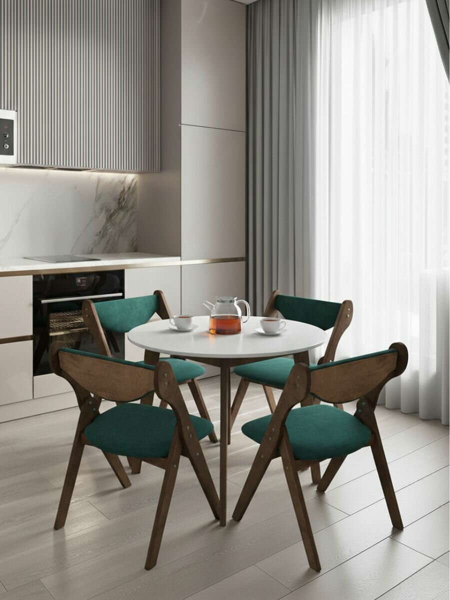 Набор стульев для кухни и гостиной со спинкой мягкие, деревянные кресла / 4 штуки