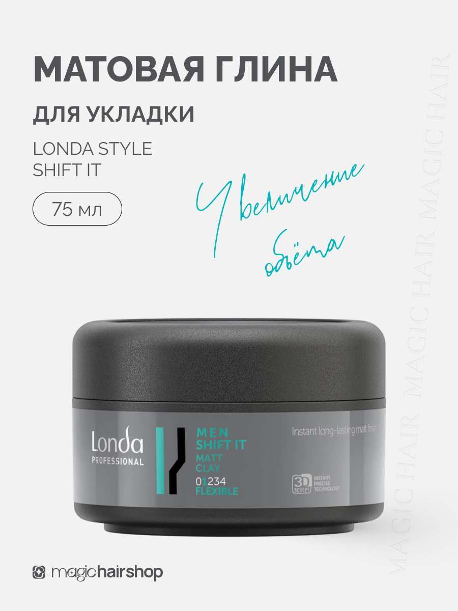 Матовая глина для укладки волос LONDA STYLE SHIFT IT, эластичной фиксации, 75 мл