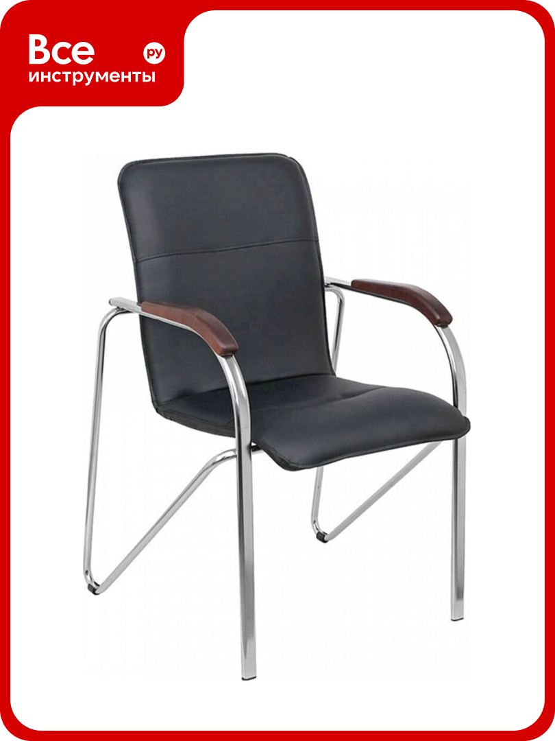 Кресло KSG Самба КС 1 РМК 000.457 эк/к Черный, локти дерево темные НФ-00000158