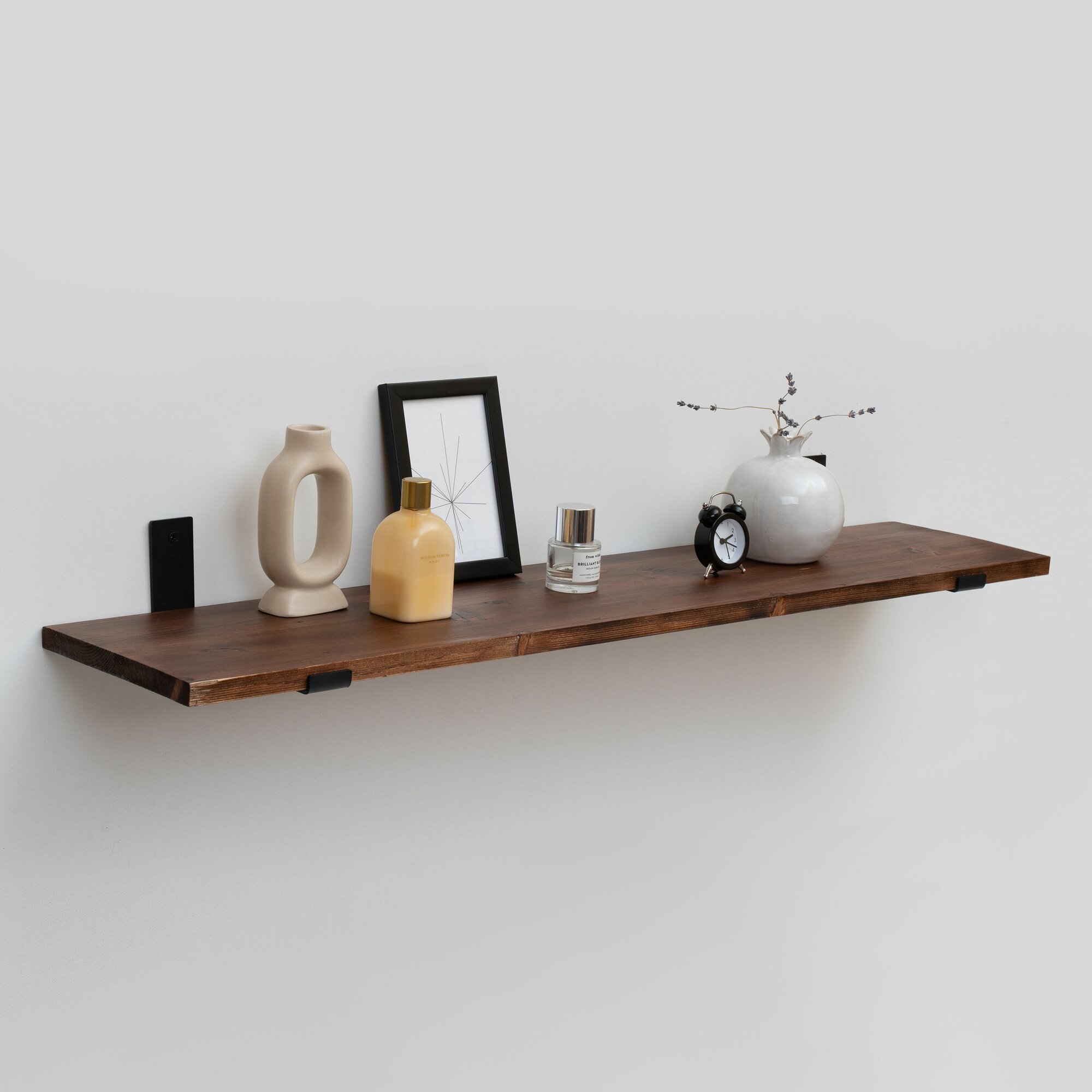 Полка Настенная Дуб Темный 150х30 см см Лофт с обжигом без кронштейна