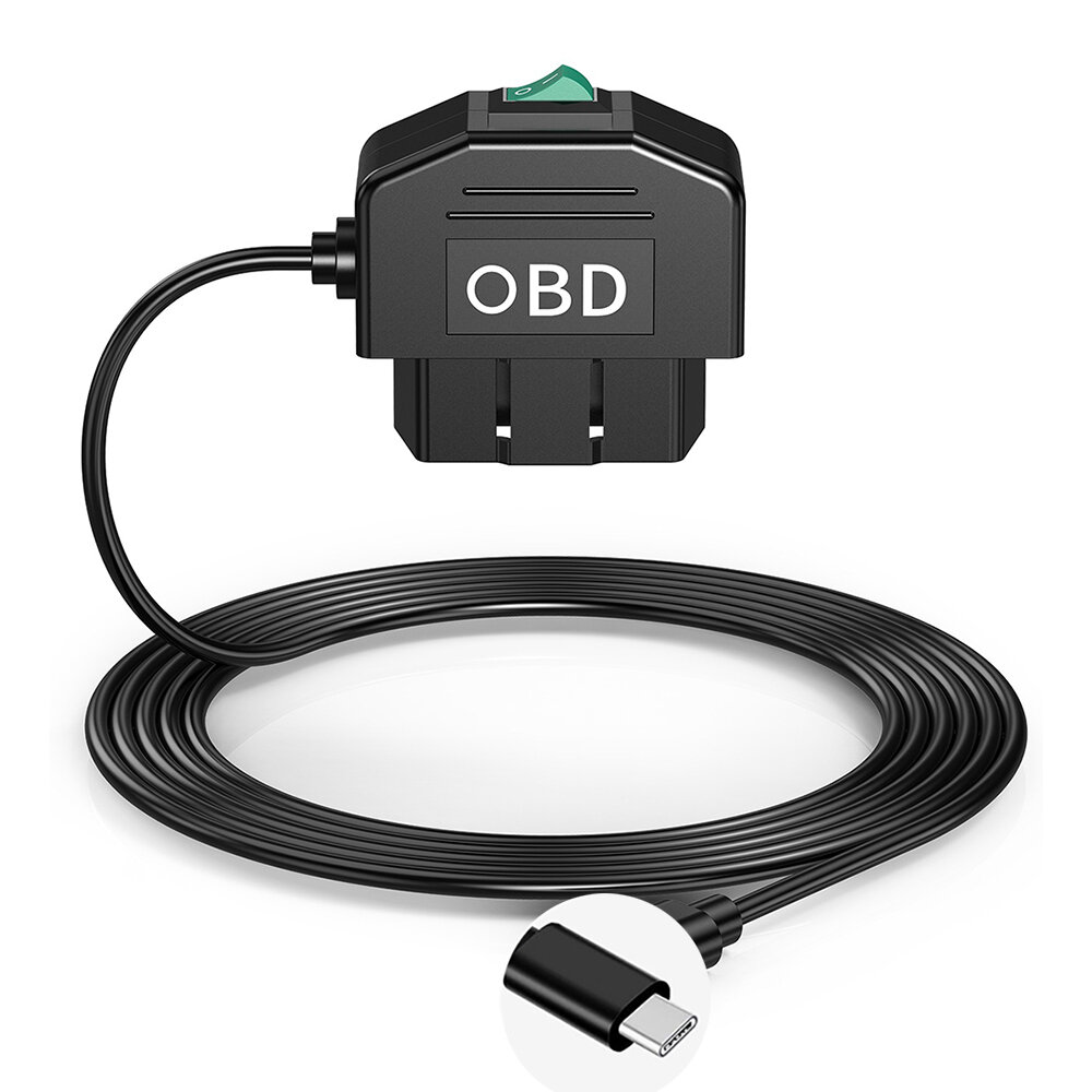 Автомобильный видеорегистратор Комплект проводов OBD на USB Адаптер Кабель питания для видеорегистратора Регистратор зеркала Зарядное устройство 24 часа Мониторинг парковки Таймлапс Видео