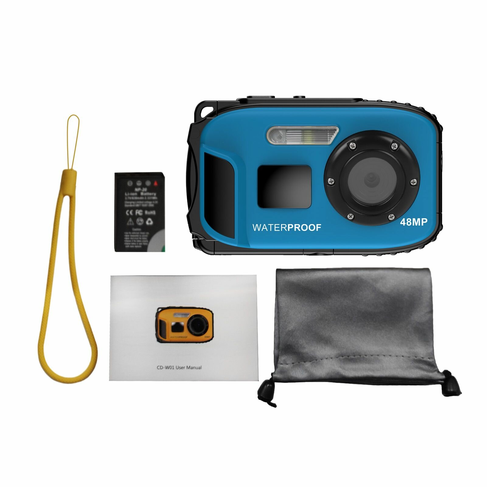 Водонепроницаемая цифровая камера 48 МП 1080P для детей и девочек, экран IPS 2,4 дюйма, автофокус, видеокамера с 4-кратным цифровым зумом