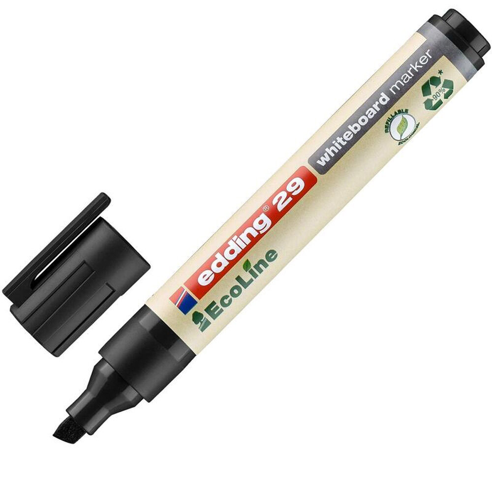 Маркер для белых досок Edding EcoLine, скошенный наконечник, 1-5 мм, черный {E-29#1} (1 шт)