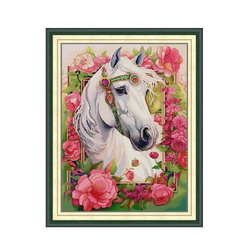Набор для вышивки крестиком Joy Sunday Священная белая лошадь 14CT Printed