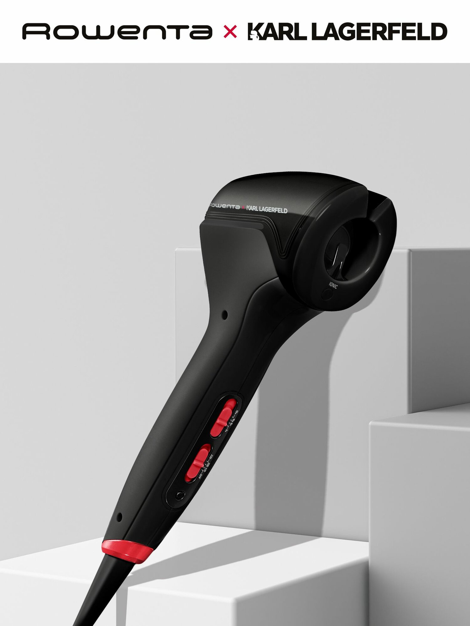 Стайлер для волос автоматический Rowenta Karl Lagerfeld So Curls CF371LF0, черный, регулируемая температура, автоотключение, время нагрева 30 секунд