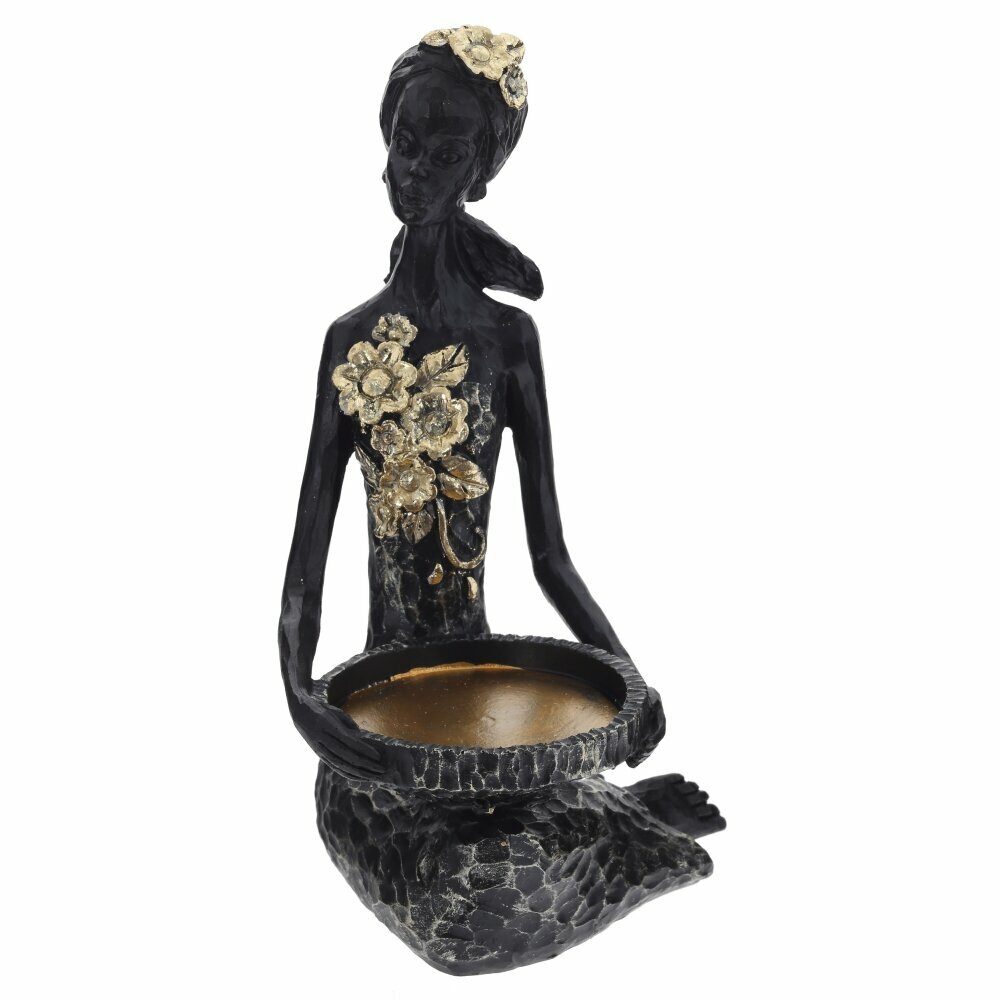 Фигурка Африканка с подставкой для мелочей, 13х13,5х34 см KSM-818664