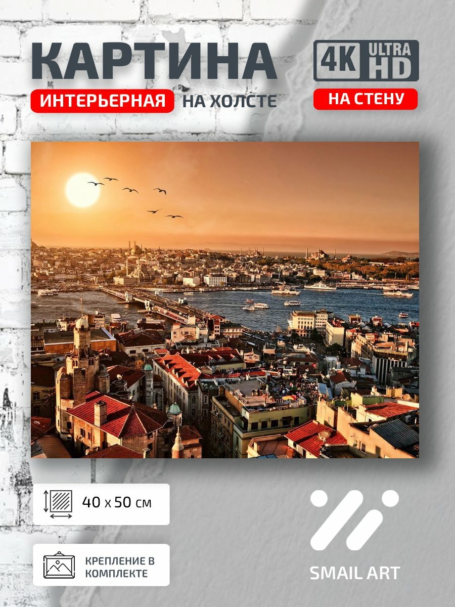 Картина на холсте интерьерная 40 на 50 на стену Турция City для студии урбанистика интерьер