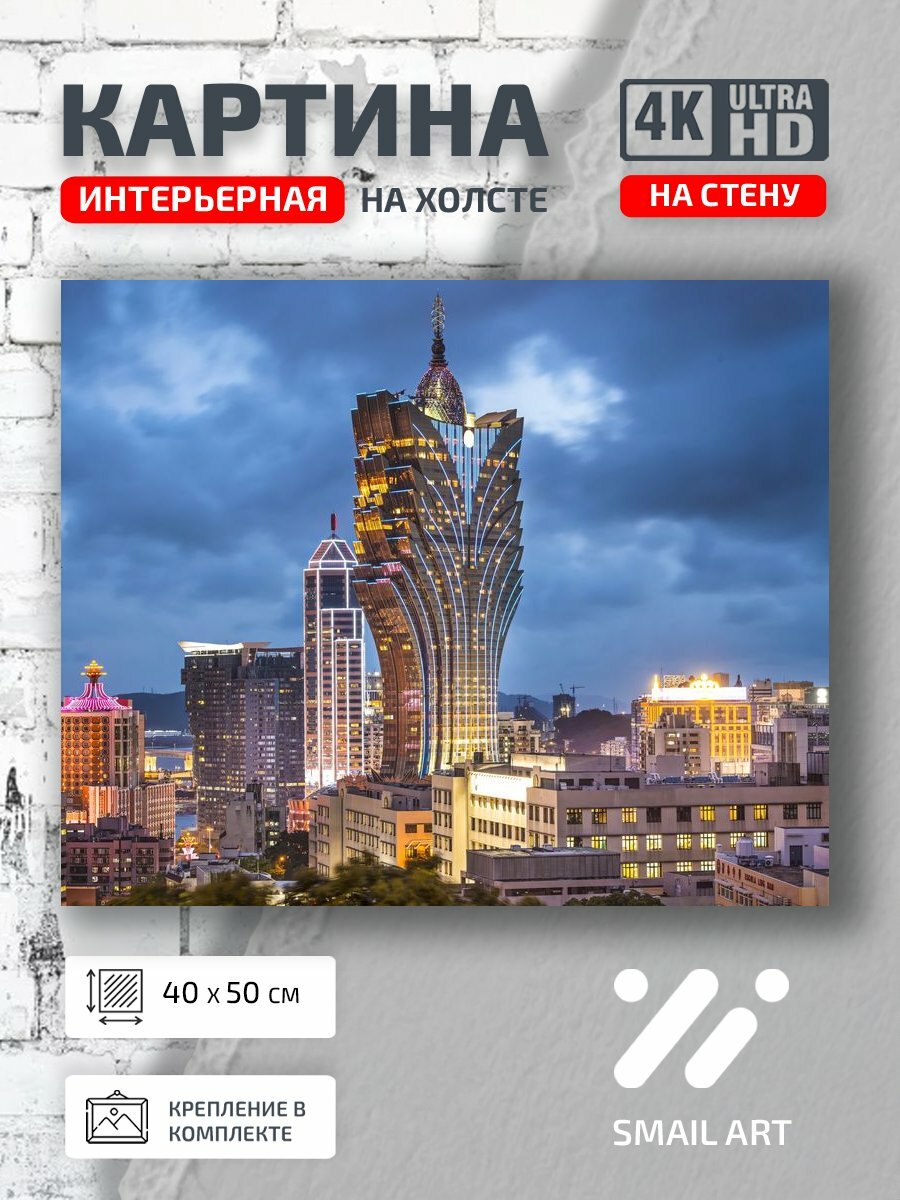 Картина на холсте интерьерная 40 на 50 на стену Китай City для кабинета урбанистика декор