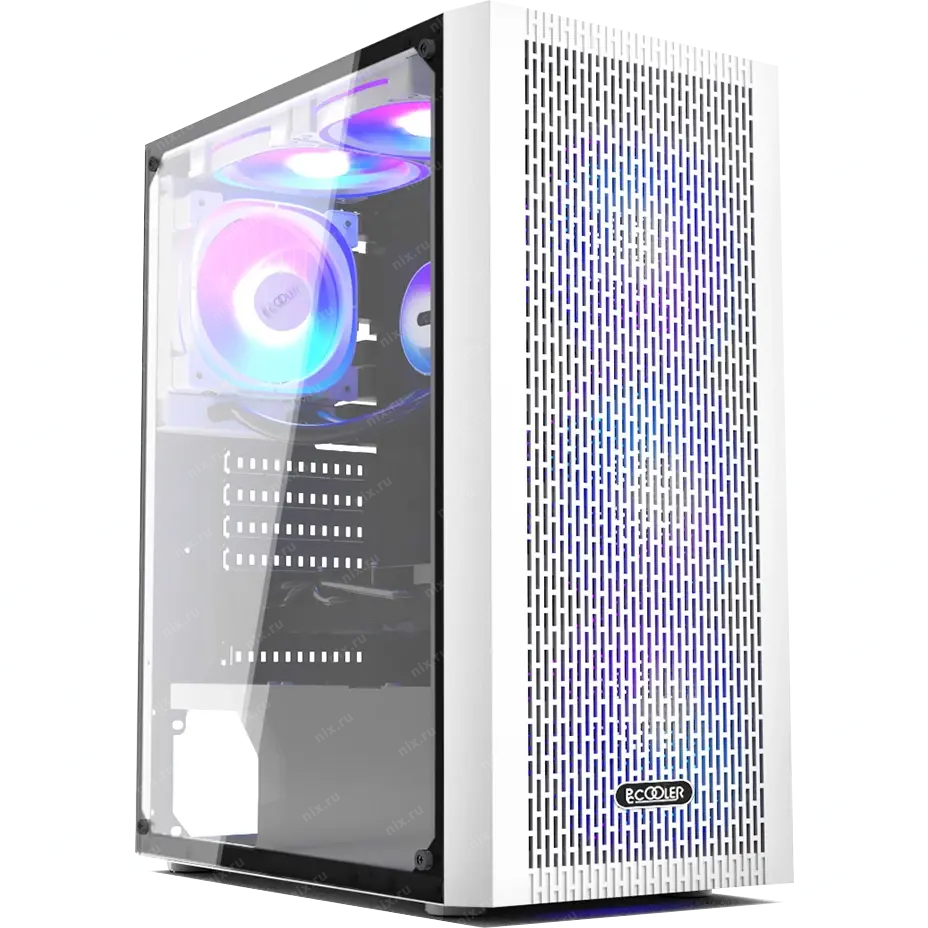 PcCooler MA100 MESH WH Корпус без блока питания/ PCCOOLER MA100 MESH WH, Mesh Mid Tower, White, TG, 0.4 SPCC, 3x120mm A