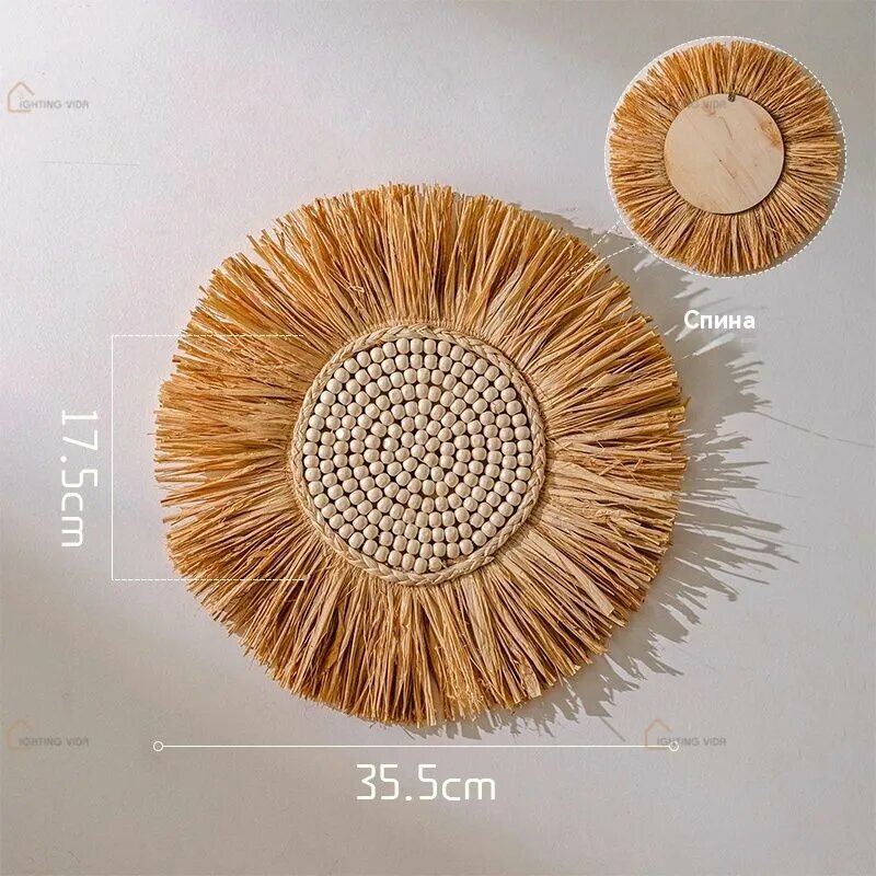 Соломенное украшение стен ручной работы в стиле Ваби-саби, I