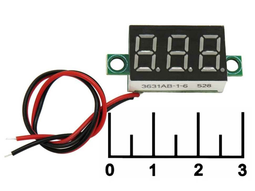 Радиоконструктор вольтметр 3-30V DC светодиодный синий 0.36" 2pin