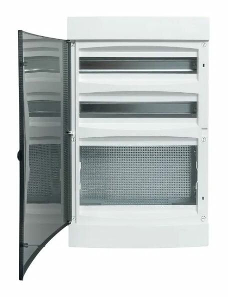 Щит комбинированный навесной (2x18 модулей + 1 монтажная плата) 4 габарит увеличенный IP40 с тонированной дверью ux-2x18+1m-n