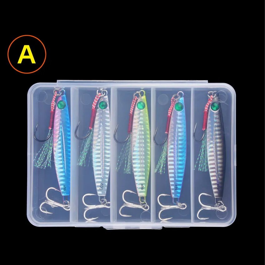 Металлические джиг блесны 7-40 г, набор из 5 штук 40g, A
