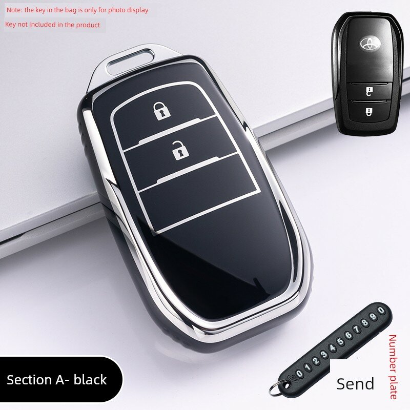 Одиночный брелок для ключа с номером для Toyota Camry Corolla RAV4 - Черный, стиль A