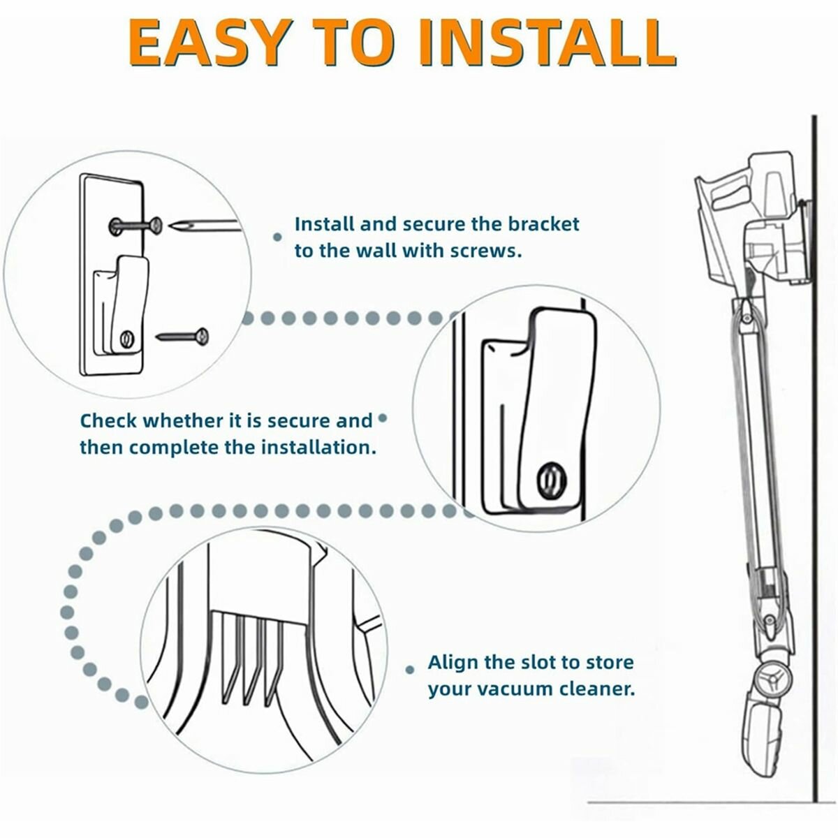 Настенный держатель для вертикального пылесоса HV300 HV320, сменные детали 390FFJH380 / 416FFJV300 с отверткой