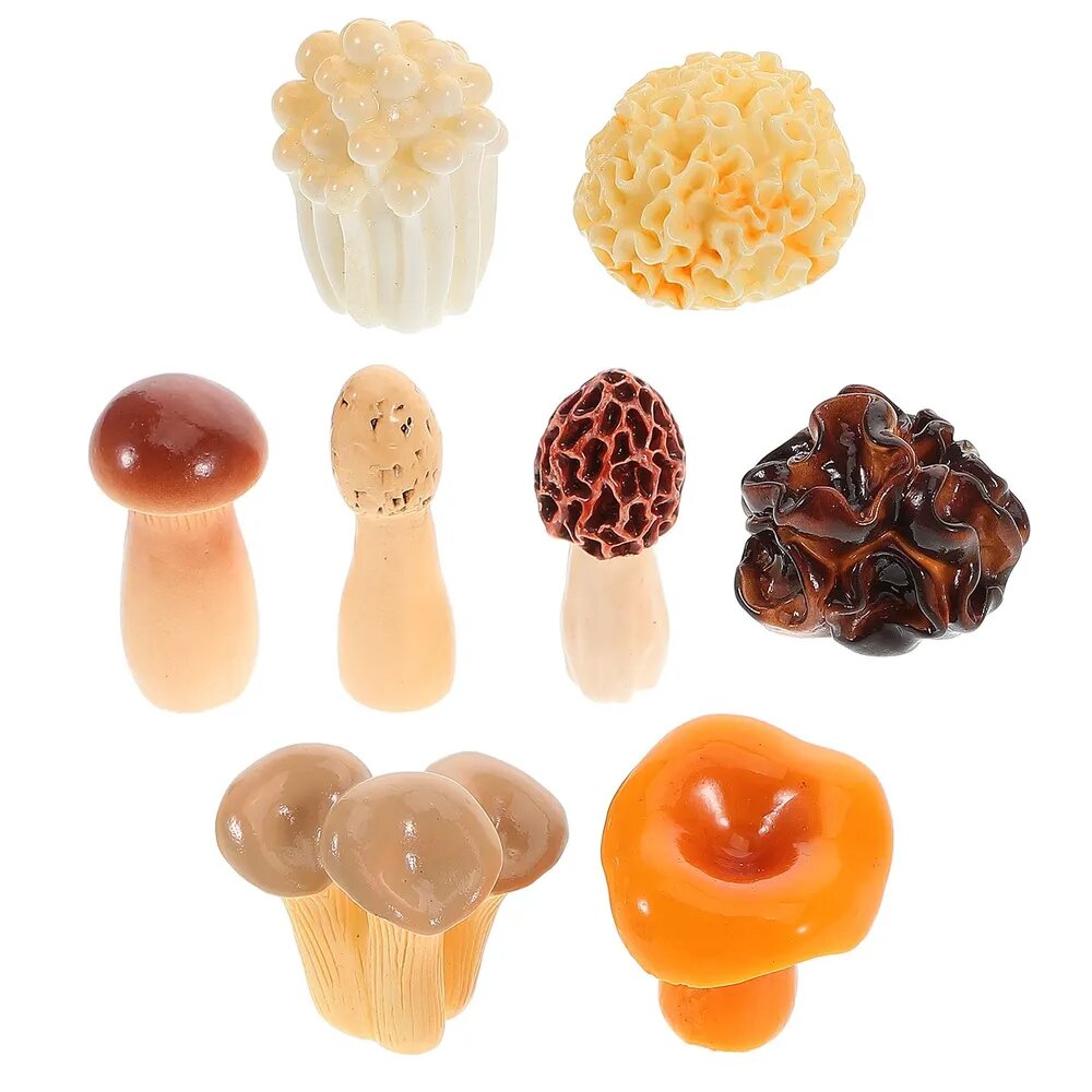 Миниатюрные декоративные грибы из смолы для творчества и домашнего декора, 8 штук