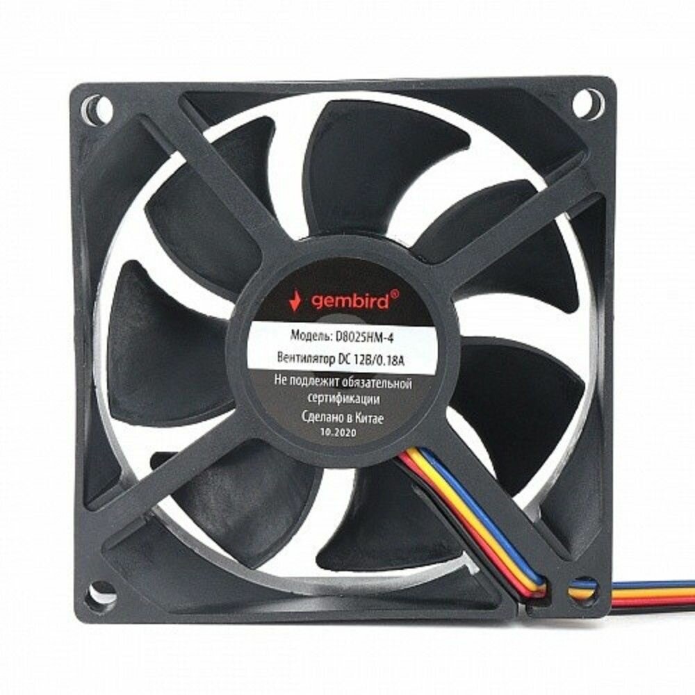 Gembird Вентилятор для корпуса 80x80x25, гидродинамический, 4 pin, провод 30 см D8025HM-4