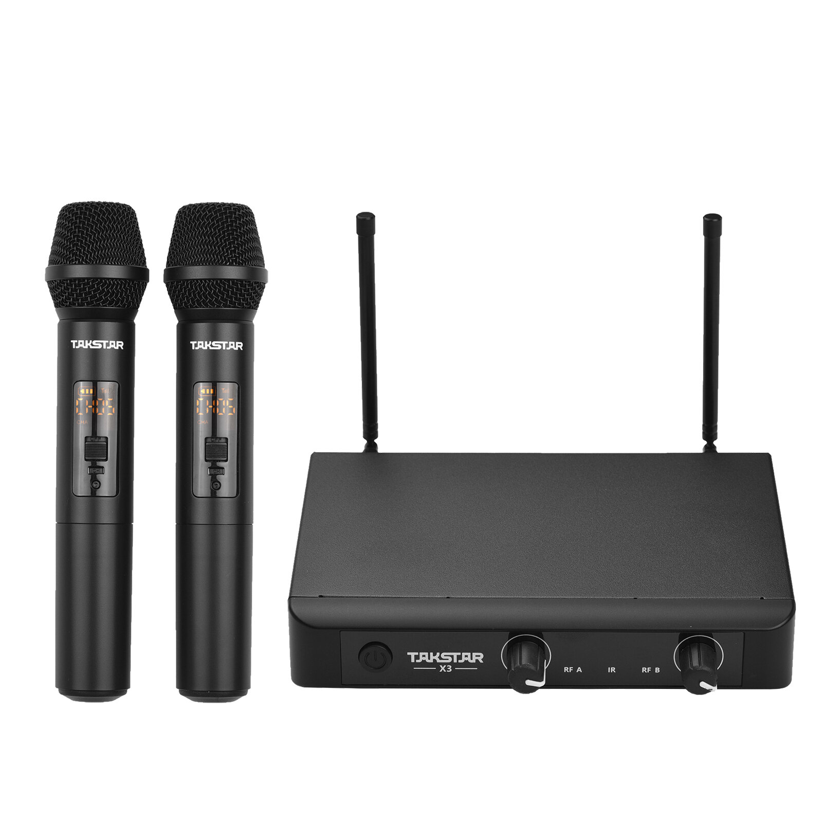 TAKSTAR X3HH Набор беспроводных микрофонов UHF с ручным микрофоном и приемником, инфракрасное настройка частоты, 32 регулируемых канала, поддержка независимого выхода и комбо-выхода, черный цвет, металл, вилка EU, 2 микрофона, 1 приемник, 1 адаптер, 1