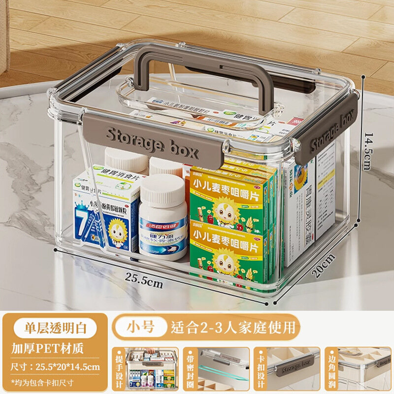Домашняя многослойная портативная аптечка, семейная большая емкость для хранения, большая аптечка, прозрачная пластиковая аптечка