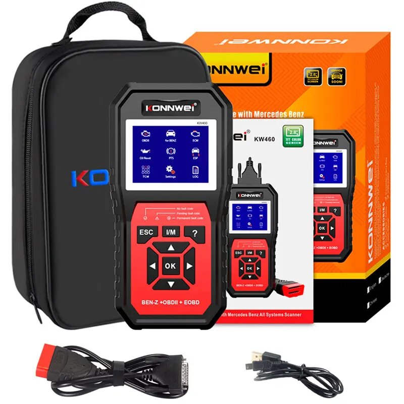 Сканер OBD2 KONNWEI KW460 для Mercedes-Benz: диагностика ABS, подушек безопасности, масляного бака, EPB, DPF, SRS, TPMS, полная диагностика всех систем, инструменты для диагностики автомобиля OBD 2.