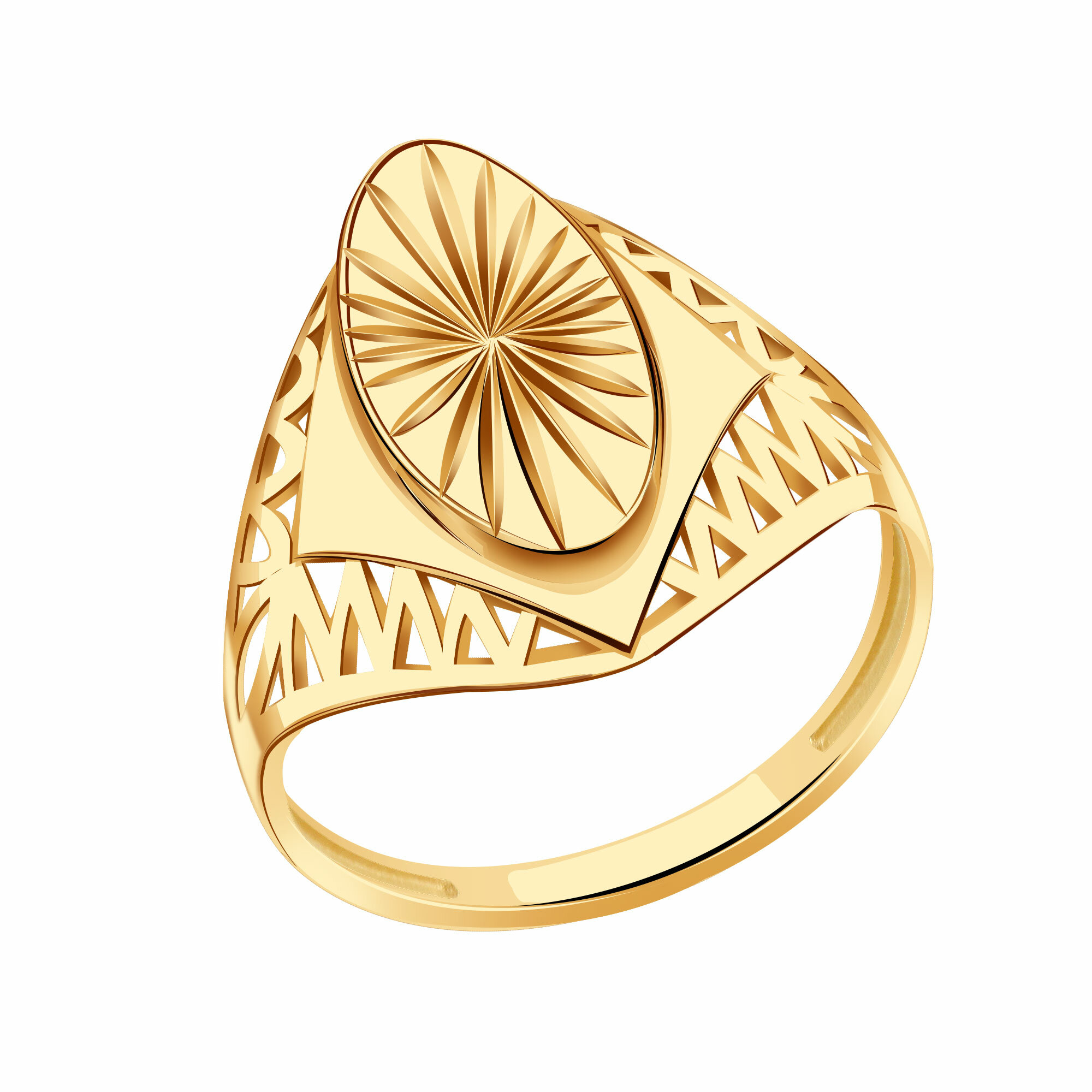 Кольцо широкое, красное золото, 585 проба