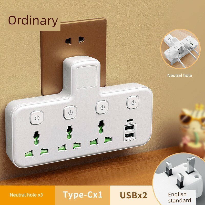 Многофункциональная универсальная сетевая розетка с несколькими портами для путешествий, стандарт UK/EU/US, с