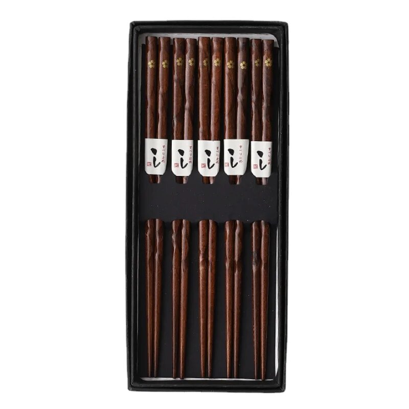 Палочки для еды из бамбука 5 пар Коричневый, C-wooden