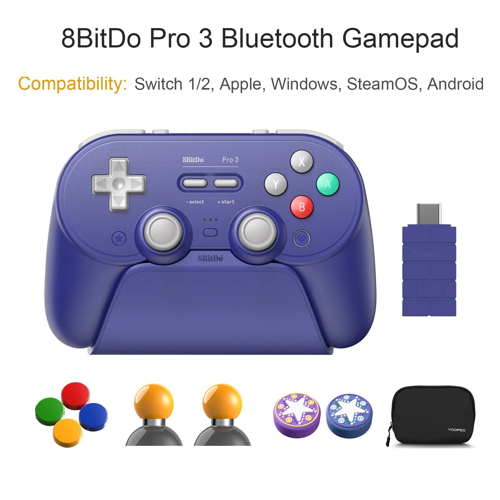 8BitDo Pro 3 геймпад Bluetooth Puple