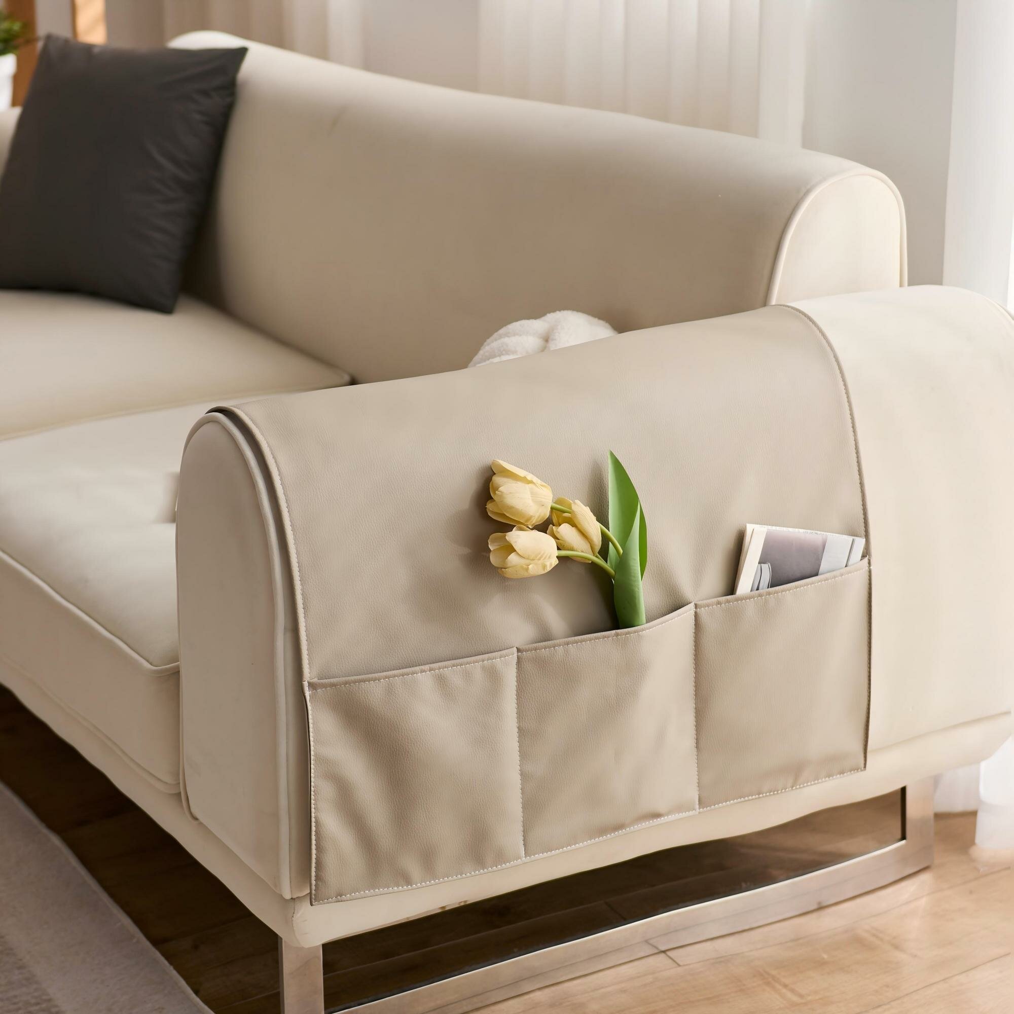 Современный износостойкий чехол для дивана светлого цвета, многофункциональный чехол в простом стиле, необходимый для диванов из искусственной кожи, защищенных от кошек.