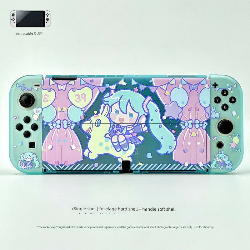 Официальный кейс с OLED-дизайном Hatsune Miku для Nintendo Switch с прозрачным синим цветом