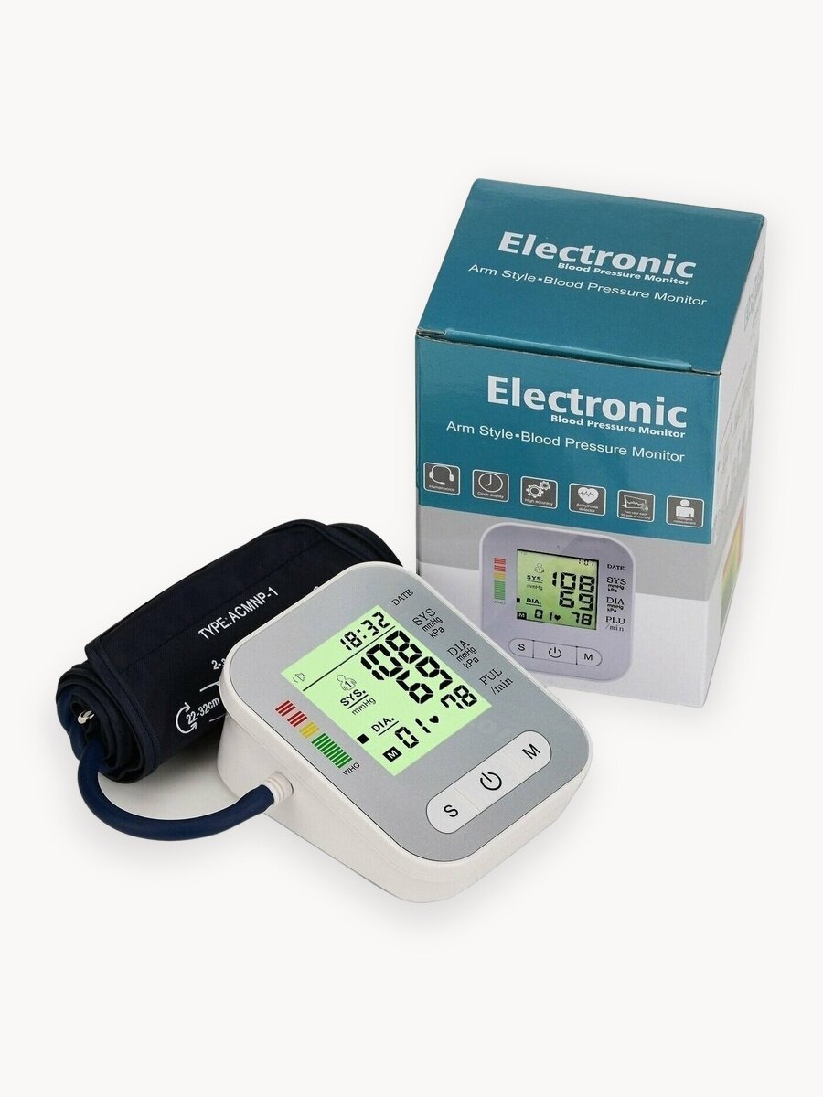 Автоматический электронный тонометр на руку для измерения кровяного артериального давления и пульса