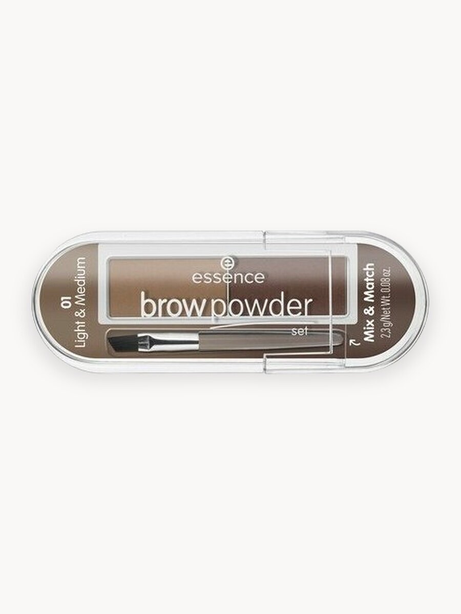Тени для бровей `ESSENCE` BROW POWDER SET, тон 01 (Light & Medium)