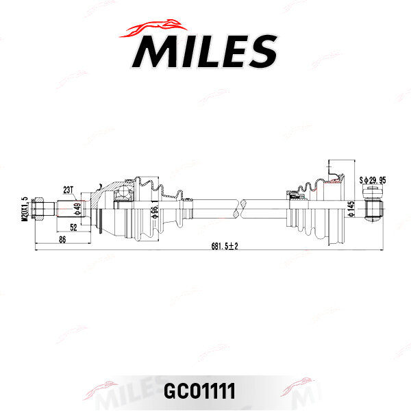 MILES Привод в сборе RENAULT LOGAN MCV/LADA LARGUS 05- левый -ABS