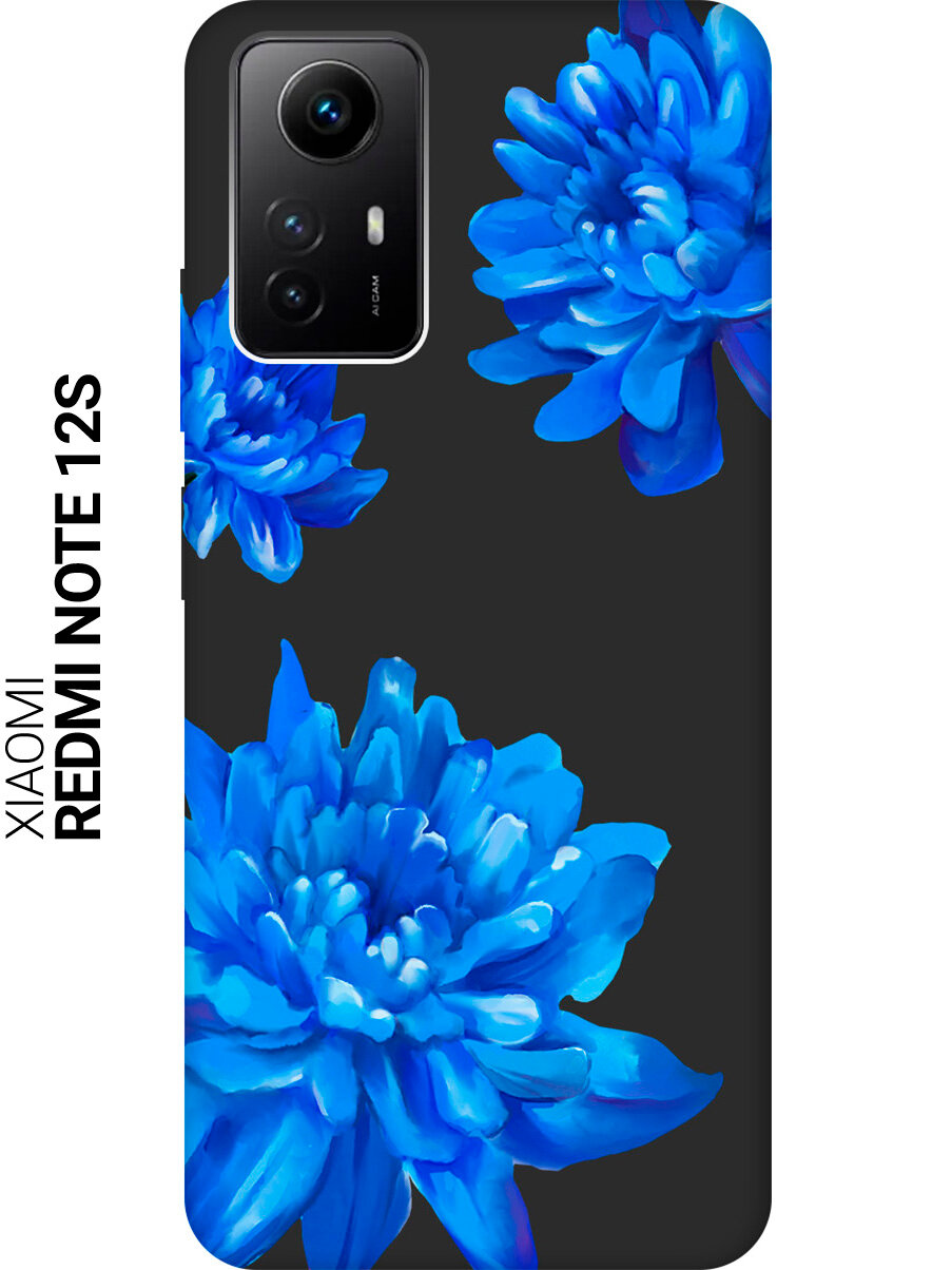 Силиконовый чехол на Xiaomi Redmi Note 12s / Сяоми Редми Ноут 12с с рисунком "Amazing Asters" Soft Touch черный