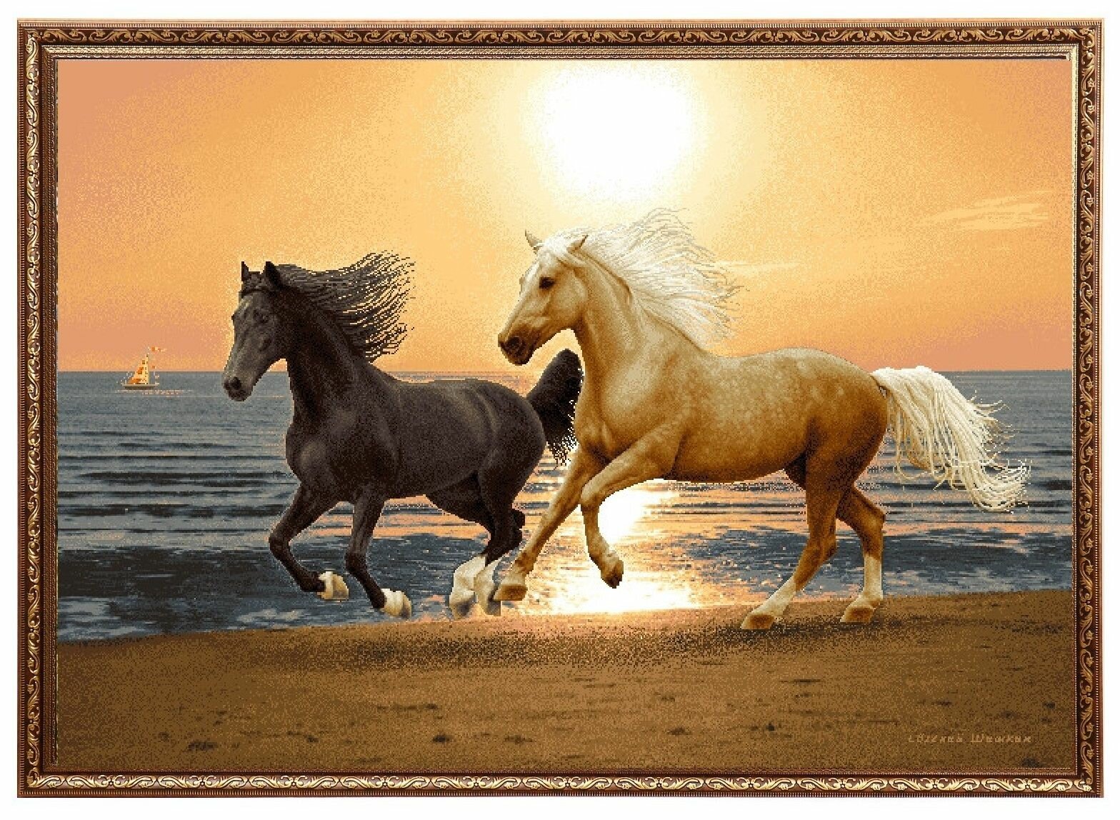 Гобеленовая картина "Арабские скакуны" 70х50