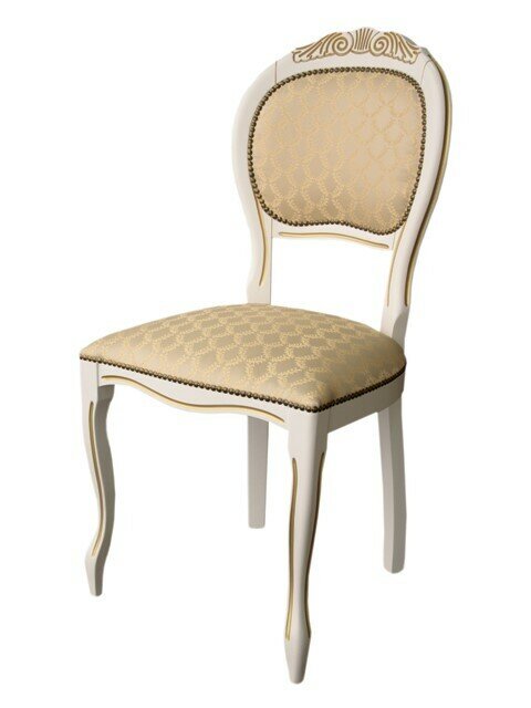 Стул деревянный дезире 51 для гостиной обеденный, из массива бука итальянский каркас, эмаль белая, золотая патина