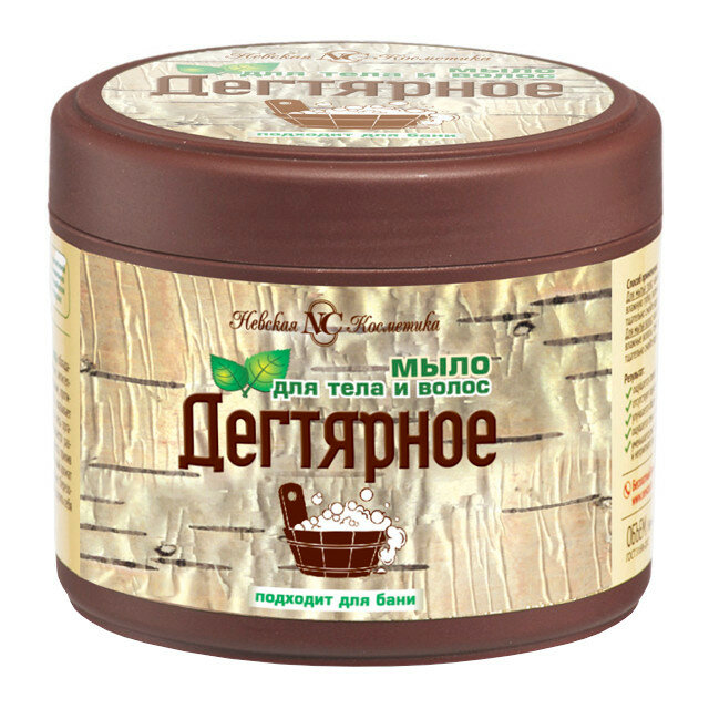 НК Дегтярное мыло банка 300 мл для тела и волос очищение без агрессивных компонентов