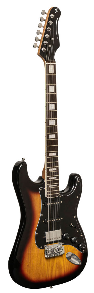 STAGG SES-60 SNB - электрогитара, 21 лад, корпус: ольха, гриф: морёный клён, на болтах, накладка: палисандр, звукосниматели: HSS, регулировки: 1х громкость с push-pull, 2х тон, 5-ти позиционный переключатель, цвет: санбёрст