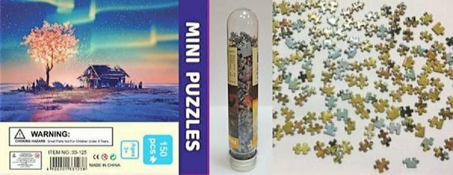 ПазлыВКолбе 150 деталей. Северное сияние MINI PUZZLES (10*15 см) 33-125, (YIWU XINSHIXIAN ARTS AND CRAFT