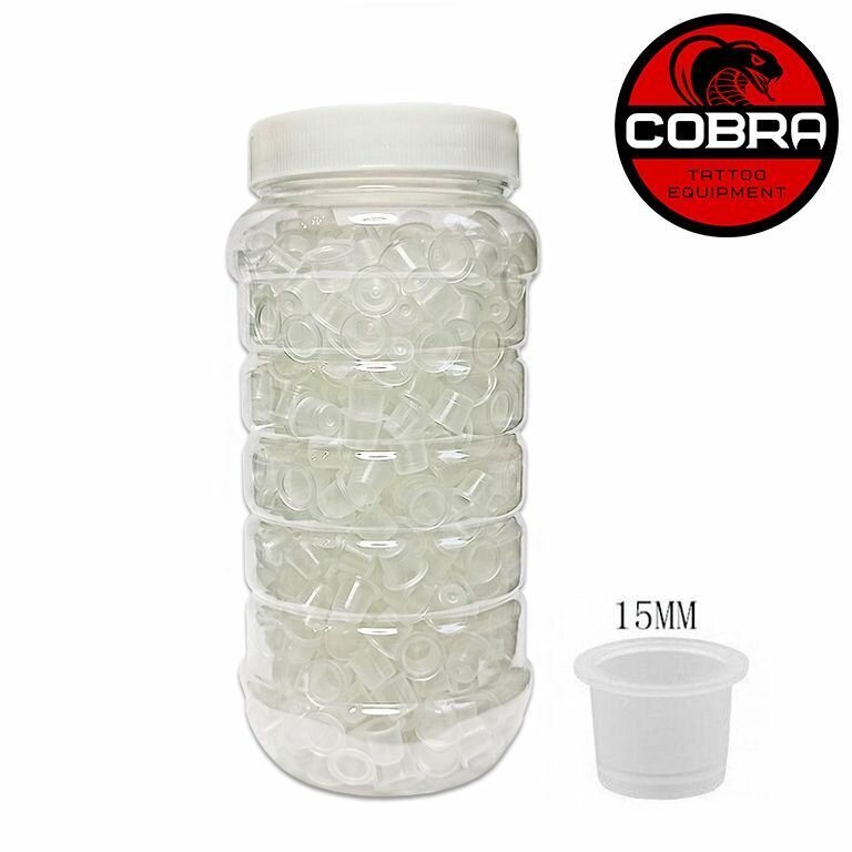 Тату колпачки под краску, eмкости для пигментов, капсы для татуажа в банке 15мм, 150шт