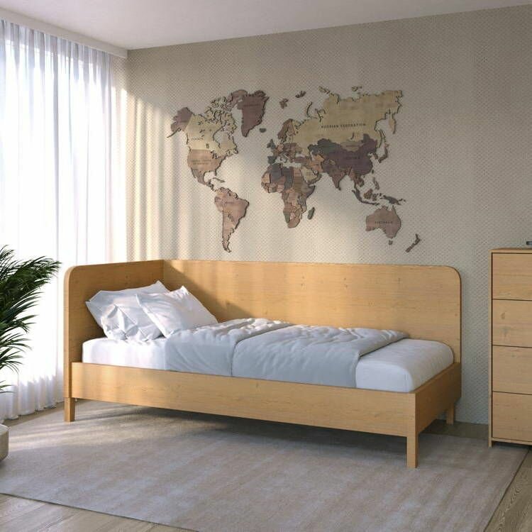 Кровать тахта 2 спинки односпальная из массива 80х190 Бакси цвет Ольха