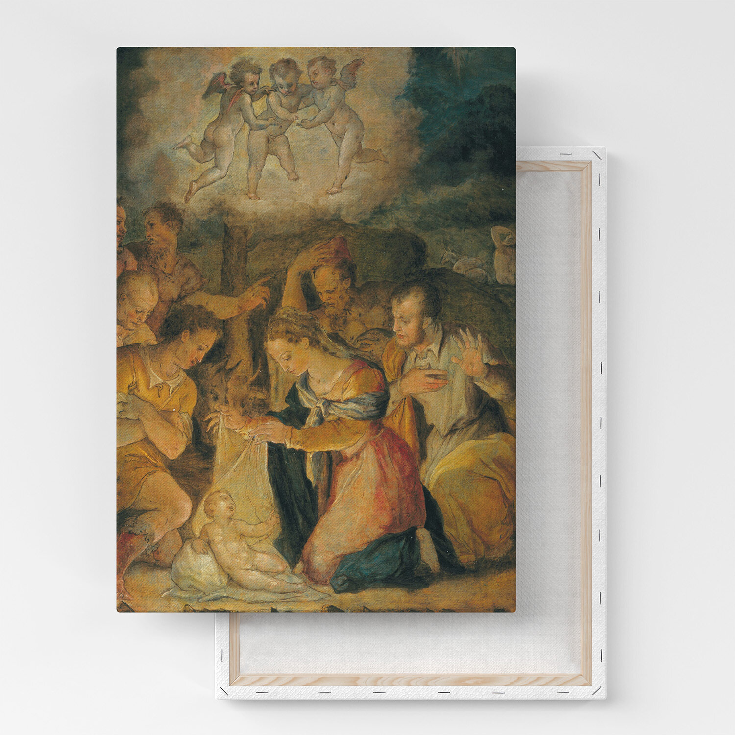 Картина на холсте, репродукция / Джорджо Вазари - La natividad con la adoracion / Размер 40 x 53 см