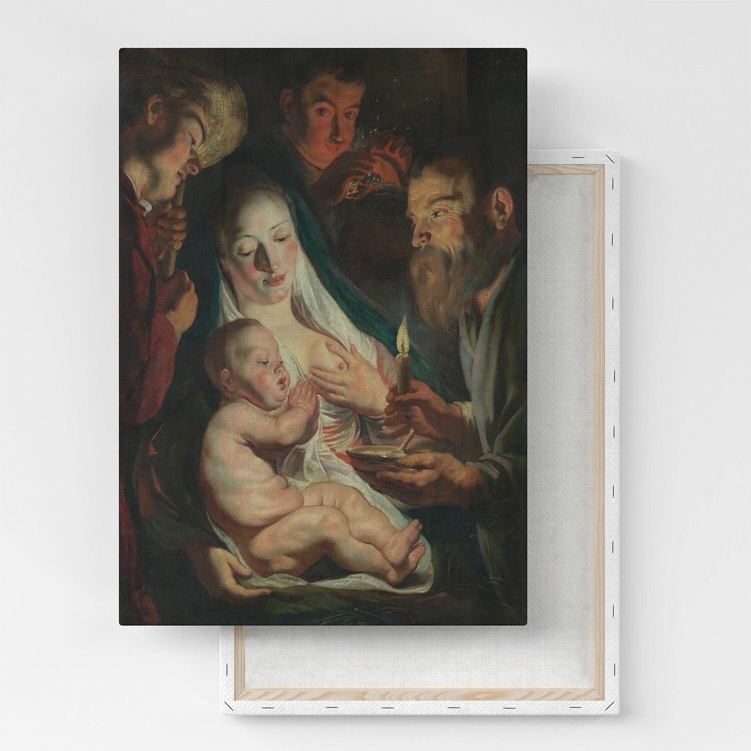 Картина на холсте, репродукция / Якоб Йорданс - The Holy Family with Shepherds / Размер 80 x 106 см